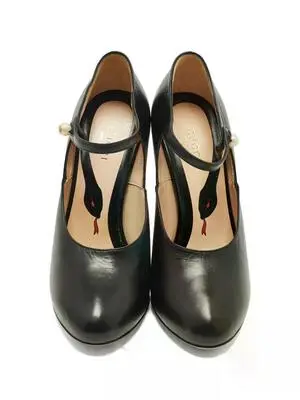 Gucci Lesley Leather Heeled Pumps With Faux-pearl Detail