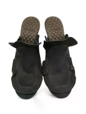 Fendi Nubuck Ruffled Mules