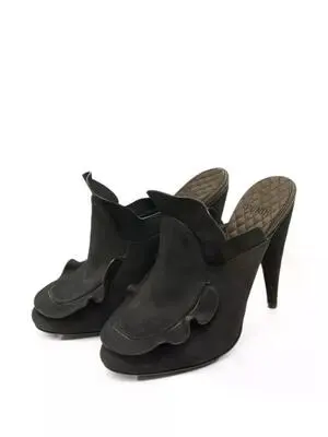 Fendi Nubuck Ruffled Mules