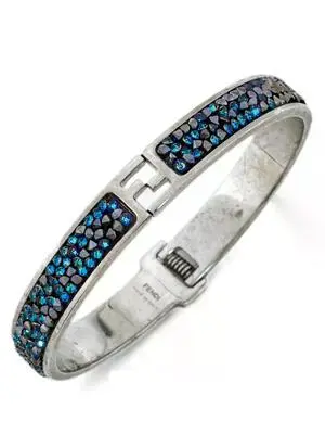 Fendi Tone Crystal Embellished Ff Motif Bracelet