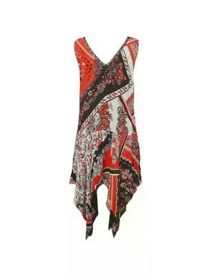 Just Cavalli Graphic Print V-neck Sleeveless Dress