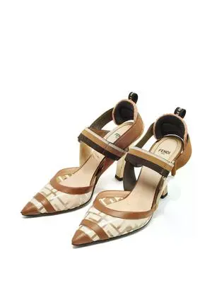 Fendi Colibri Slingback Heeled Pumps - Brown