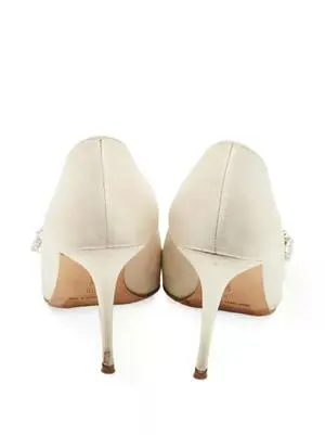 Manolo Blahnik Nadira Crystal Embellished Satin Pumps