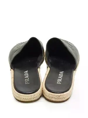 Prada Embossed Logo Espadrille Mules