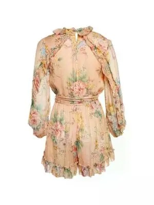 Zimmermann Floral-print Ruffled Playsuit