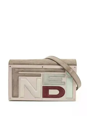 Fendi Logo Suede Clutch Bag