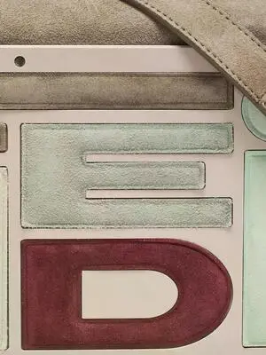 Fendi Logo Suede Clutch Bag