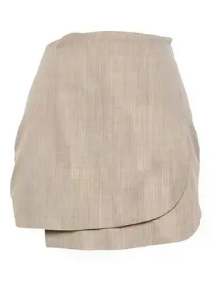 Fendi Beige Wool Wrap Mini Skirt