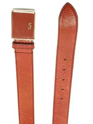 Dolce & Gabbana Red Leather Belt With Plaque Buckle
