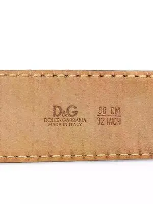 Dolce & Gabbana Red Leather Belt With Plaque Buckle