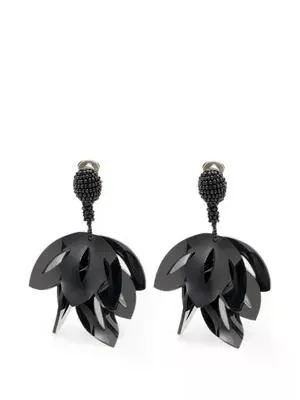 Oscar De La Renta Beaded Clip-on Earrings - Grey