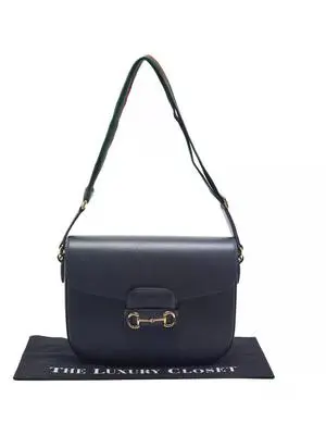 Gucci Horsebit 1955 Leather Shoulder Bag - Grey