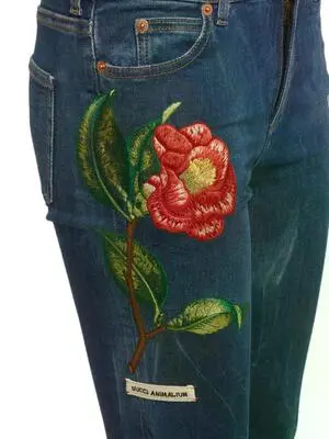 Gucci Floral Embroidered Belt-loop Jeans