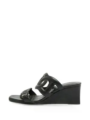 Hermès Leather Chain-link Detail Wedge Sandals