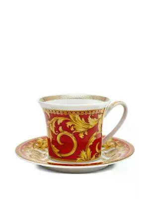 Versace Porcelain Espresso Cup & Saucer - Red