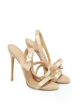 GIUSEPPE ZANOTTI Beige Satin Ankle Strap Stiletto Sandals - Neutrals