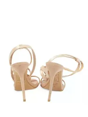 GIUSEPPE ZANOTTI Beige Satin Ankle Strap Stiletto Sandals