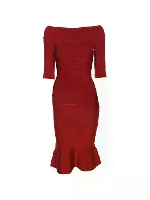 Herve Leger Off-shoulder Midi Dress
