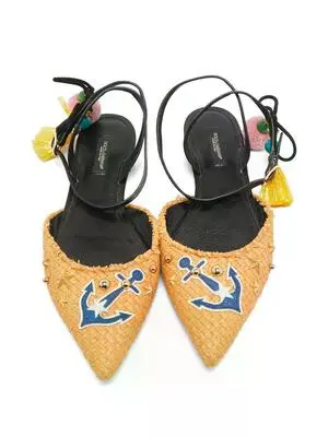 Dolce & Gabbana Anchor-patch Slingback Flat Pumps - Neutrals