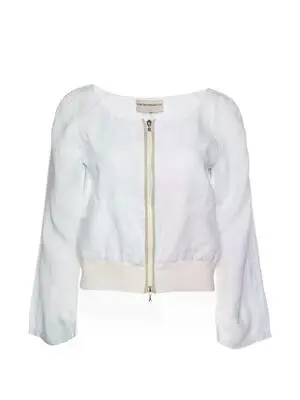 Emporio Armani Linen Zip-up Cropped Jacket
