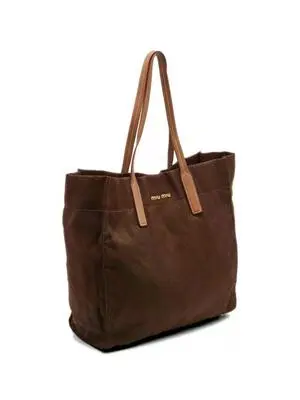 Miu Miu Leather-trimmed Shopper Tote Bag