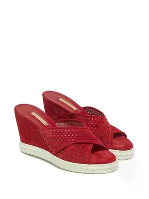 Casadei Mesh Suede Wedge Sandals