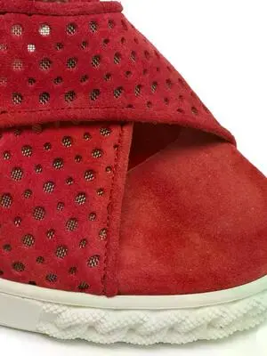 Casadei Mesh Suede Wedge Sandals