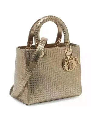 Dior Medium Lady Microcannage Tote Bag - Gold