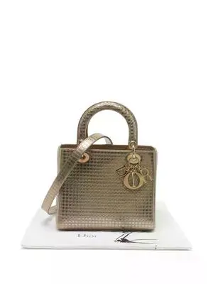 Dior Medium Lady Microcannage Tote Bag - Gold