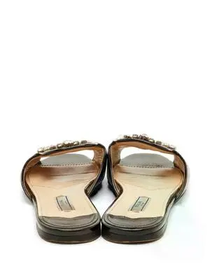 Prada Embellished Patent Leather Sandals