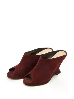 Dior Burgundy Suede Open-toe Wedge Sandals