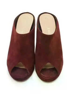 Dior Burgundy Suede Open-toe Wedge Sandals