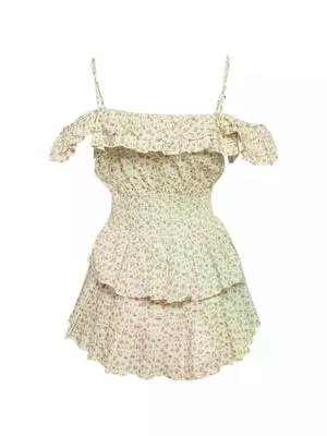 424 Floral Print Tiered Dress - Neutrals