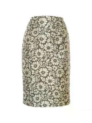 Burberry Brocade Lace Pencil Midi Skirt