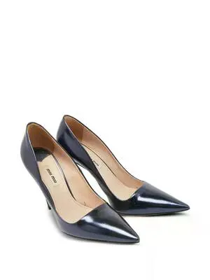 Miu Miu Pointed-toe Metallic Leather Heeled Pumps