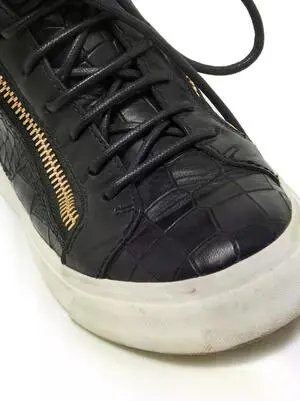 GIUSEPPE ZANOTTI Crocodile-embossed Leather Sneakers