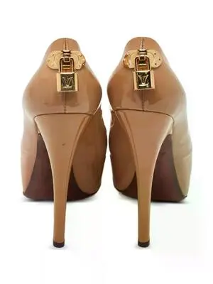 LOUIS VUITTON Patent Leather Peep-toe Stiletto Platform Pumps - Neutrals