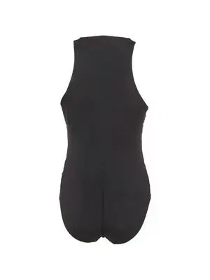 Elisabetta Franchi Black Stretch Knit Flocked Logo Bodysuit