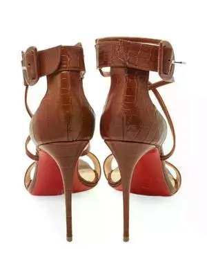CHRISTIAN LOUBOUTIN Croc-embossed Leather High Stiletto Heel Sandals