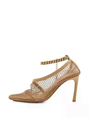 Bottega Veneta Beige Mesh Chain-link Pumps