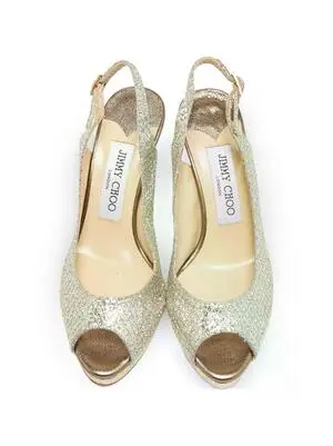 JIMMY CHOO Nova Peep-toe Slingback Pumps - Gold