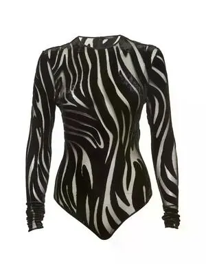 Versace Devoré Jersey Zebra Pattern Bodysuit