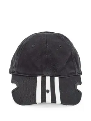 Balenciaga X Adidas Striped Distressed Baseball Cap - Black