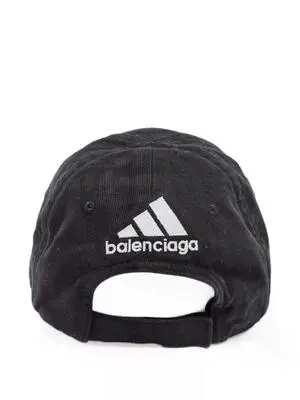Balenciaga X Adidas Striped Distressed Baseball Cap