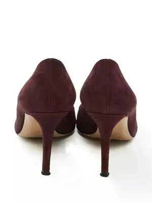 GIANVITO ROSSI Burgundy Pointed Toe High Heel Pumps - Red