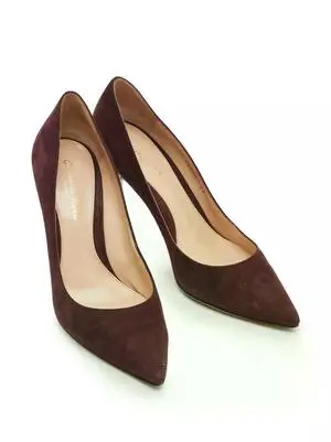 GIANVITO ROSSI Burgundy Pointed Toe High Heel Pumps - Red