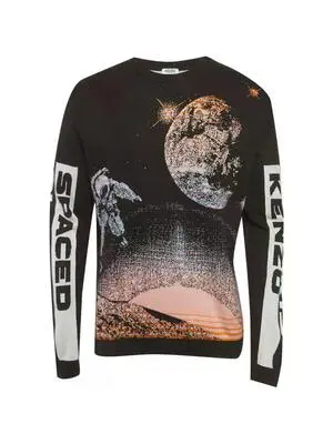 Kenzo Spaced Out Intarsia Knit Sweater - Black