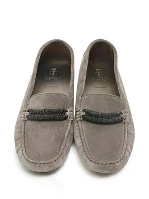Brunello Cucinelli Monile Calf Suede Smoking Slippers