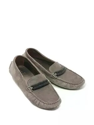 Brunello Cucinelli Monile Calf Suede Smoking Slippers