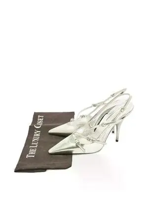 Miu Miu Tone Leather Multi-buckle Slingback Pumps